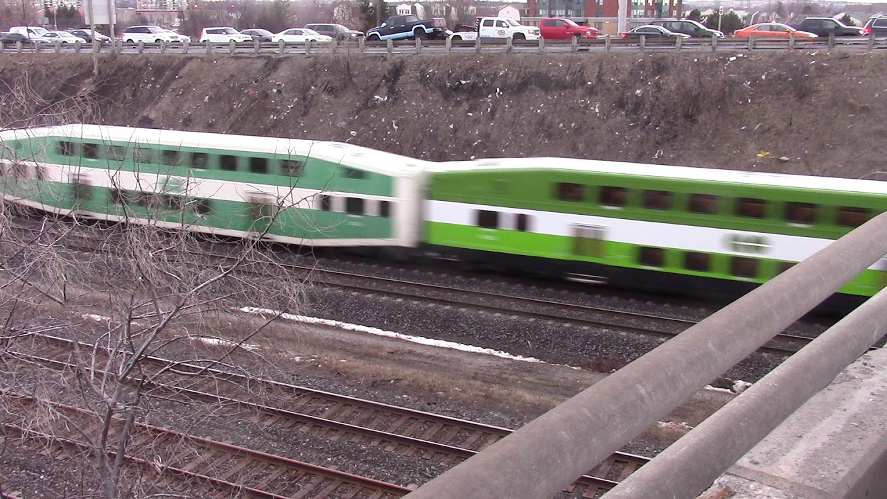 GO Transit train at Pickering station. - YouTube