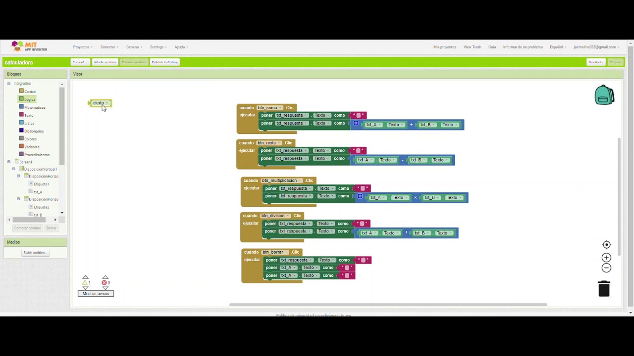 App inventor calculadora - YouTube