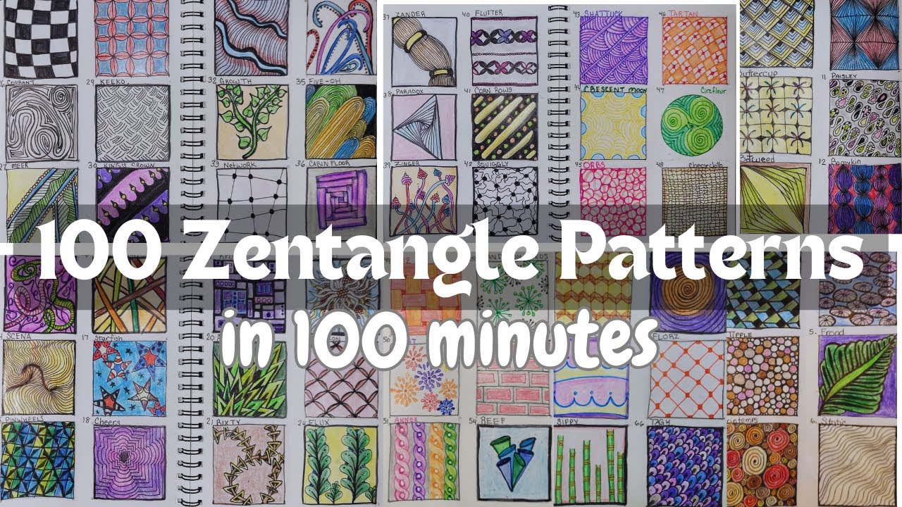 Learn 100 Zentangle Patterns in 100 minutes, while you RELAX - YouTube