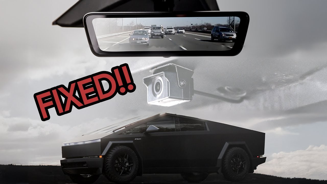 Tesla Cybertruck Digital Camera Rear View Mirror With Dash Cam Install ...