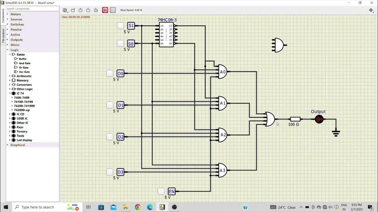 Design of 4-to-1 Multiplexer using SimulIDE - YouTube