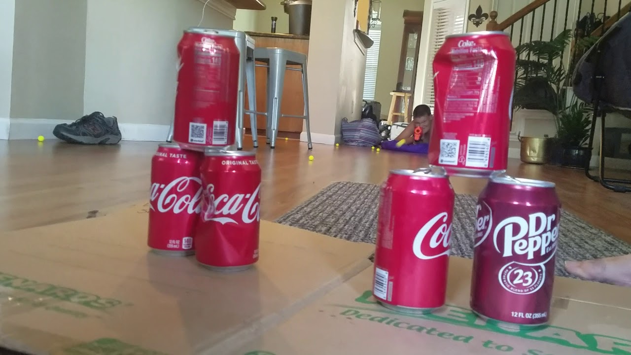 NERF GUN VS COKE CANS - YouTube