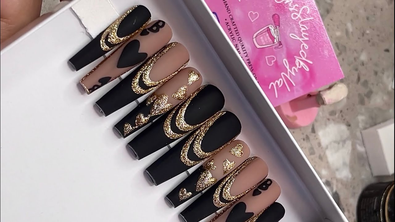 How to make Extra long coffin press on nails valentines day inspired 💕 ...