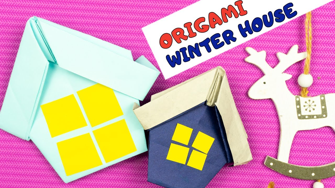 DIY Amazing Origami Christmas winter house / Новогодний зимний домик ...