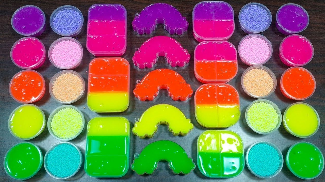 RAINBOW SLIME! MIXING ALL MY STORE-BOUGHT SLIME WITH FOAM ! ENJOY SLIME ...
