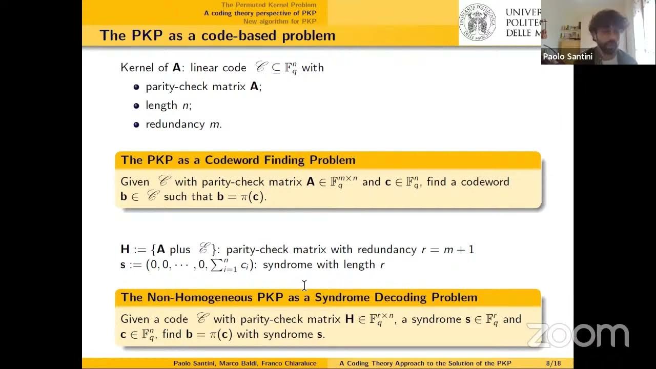 A Coding Theory Approach to the Solution of the Permuted Kernel Problem ...
