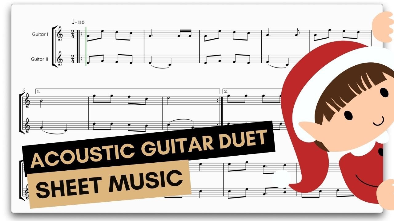 💛 ACOUSTIC GUITAR DUET ⁞ Jingle Bells • Christmas Song | sheet music ...
