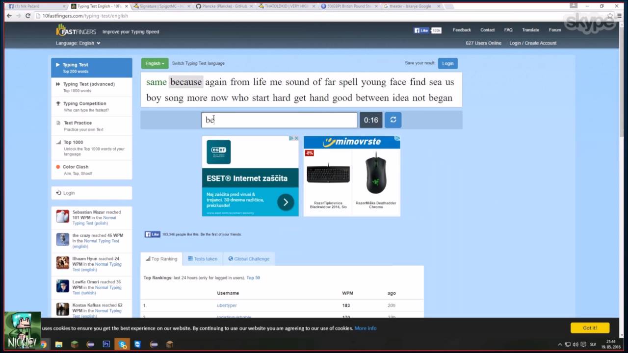 10fastfingers.com | My record (116 WPM) - YouTube