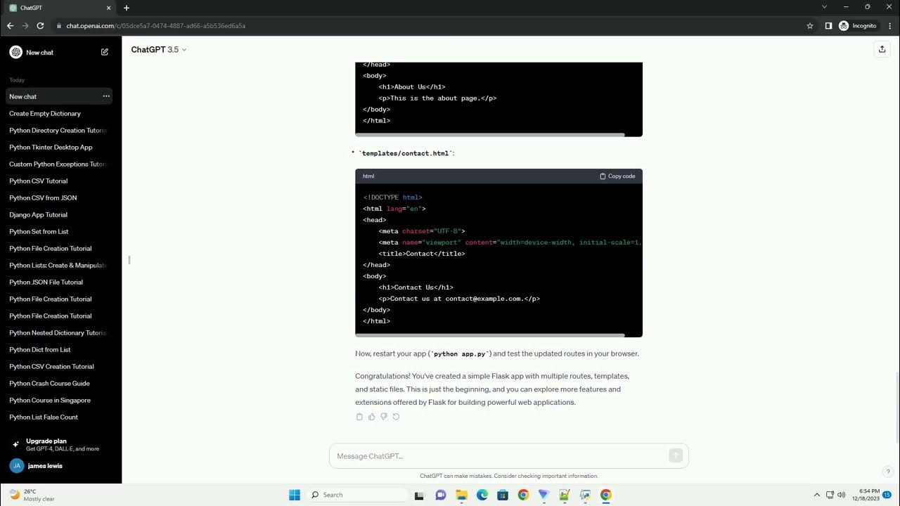 python create flask app - YouTube