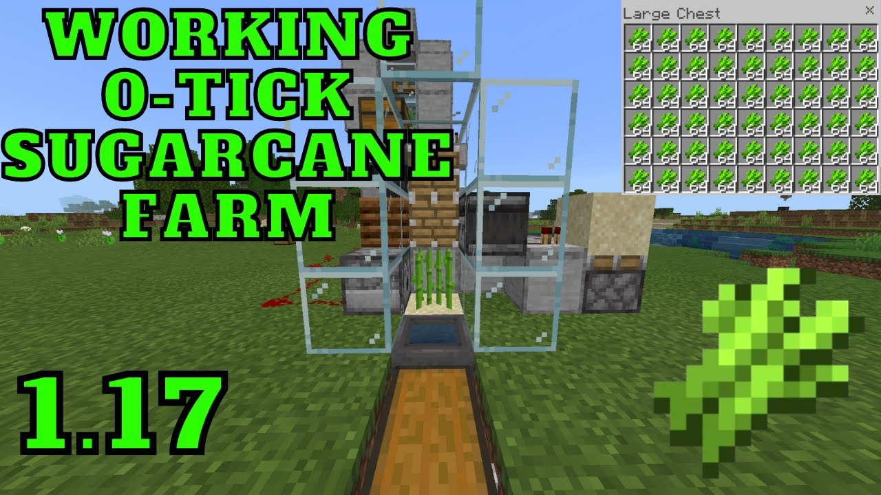 Easy 1.17 ZERO-TICK Sugarcane Farm Tutorial For Minecraft Bedrock ...