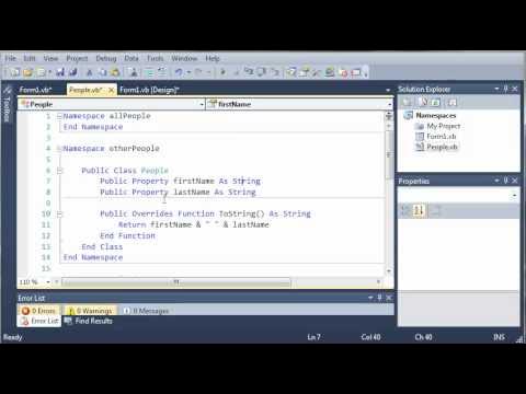 Visual Basic Tutorial - 105 - More On Nested Namespaces - YouTube