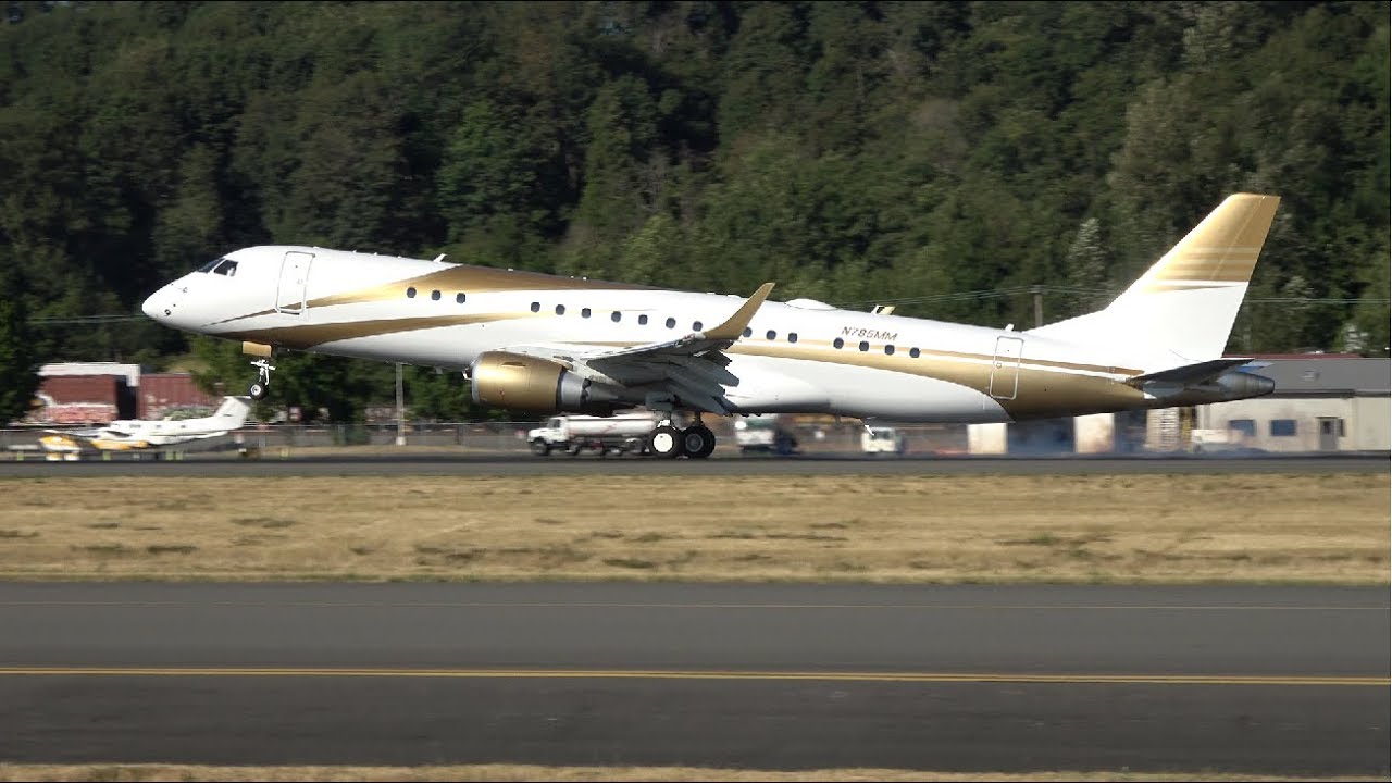 STUNNING MGM Mirage Embraer Lineage 1000 Landing at Boeing Field - YouTube