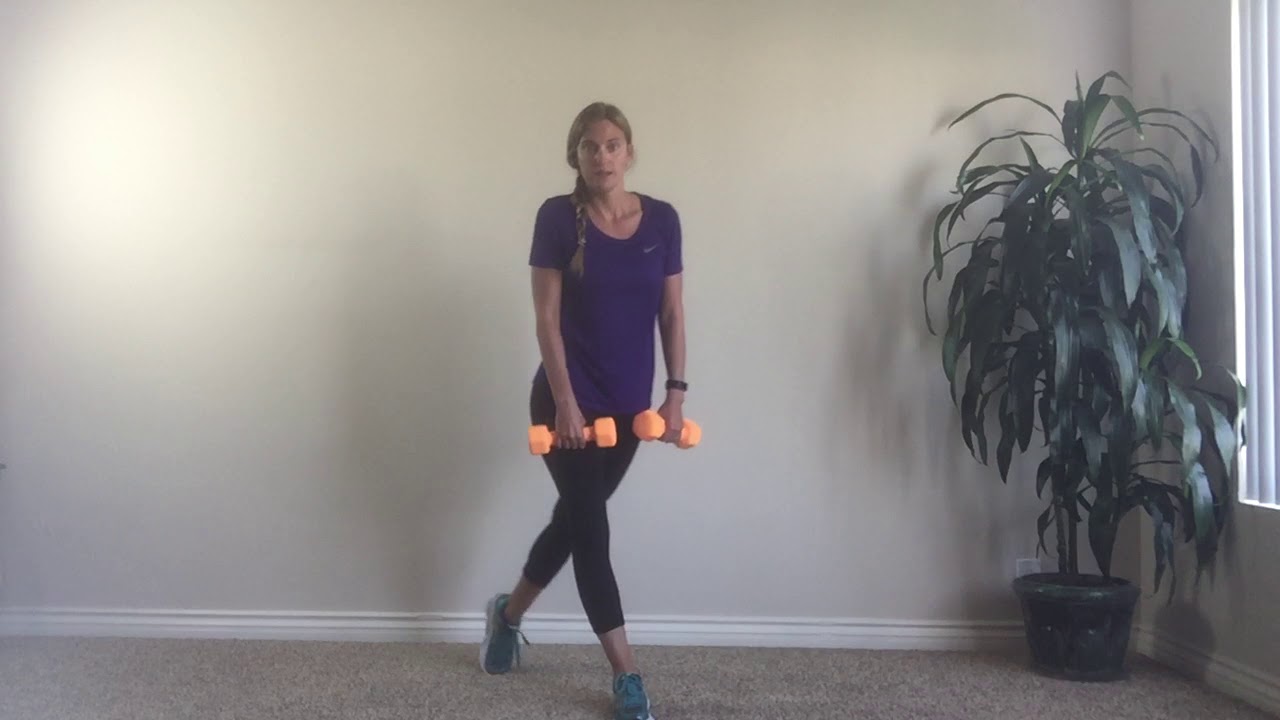 Full Body Exercise- Curtsy Lunge with an Upright Row - YouTube