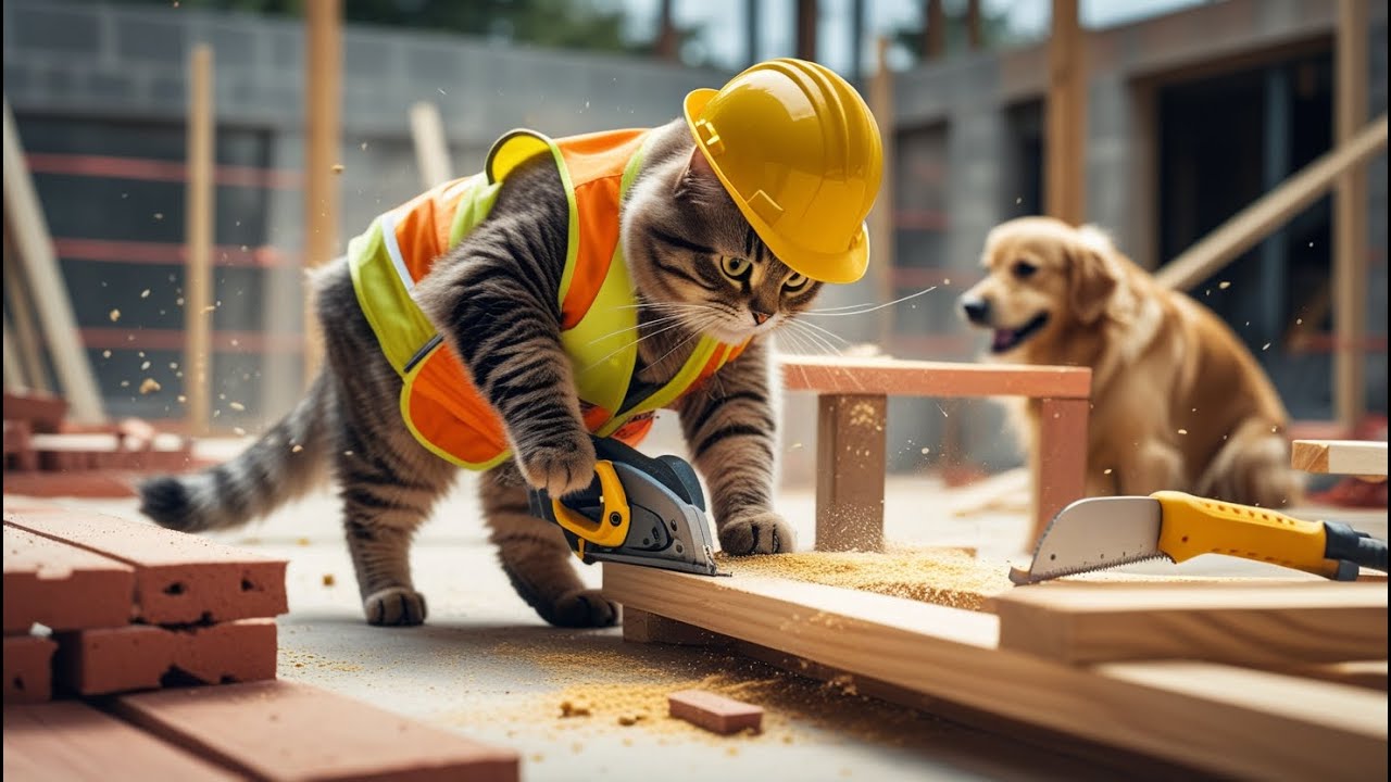🛠️🚧Cats on the Construction Site 🐱🐾- Funny Cats Doing Human Things#ai# ...