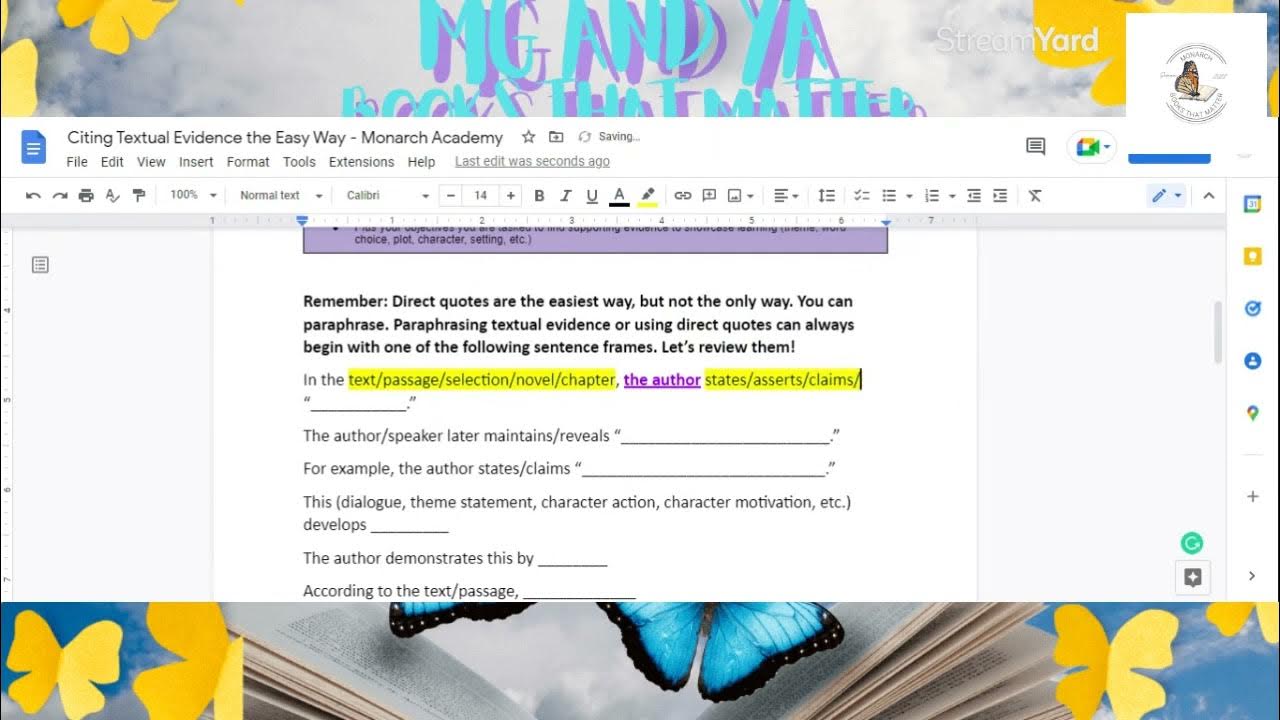 Citing Textual Evidence the Easy Way with Sentence Frames - ELA ...