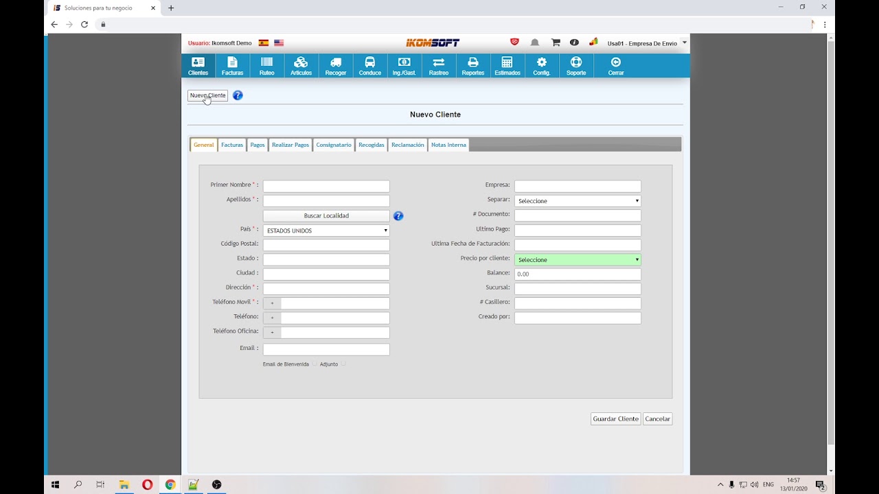 Crear un cliente en IKOMSOFT - YouTube