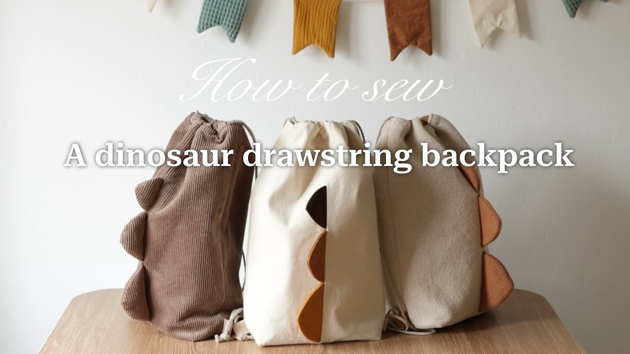 Sew a Dinosaur Drawstring Backpack - easy beginner sewing pattern - YouTube