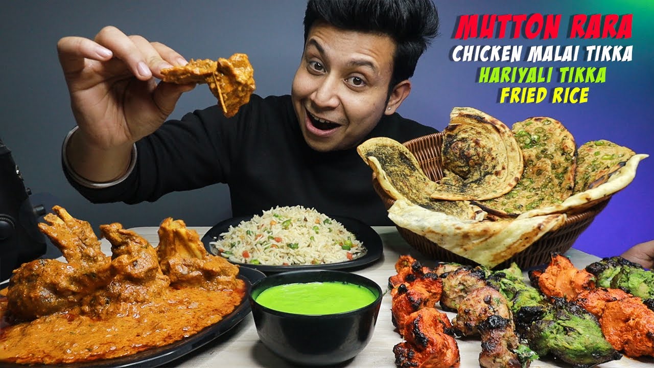 Spicy Mutton Rara, Chicken Tikka, Malai Tikka & Hariyali Tikka with ...
