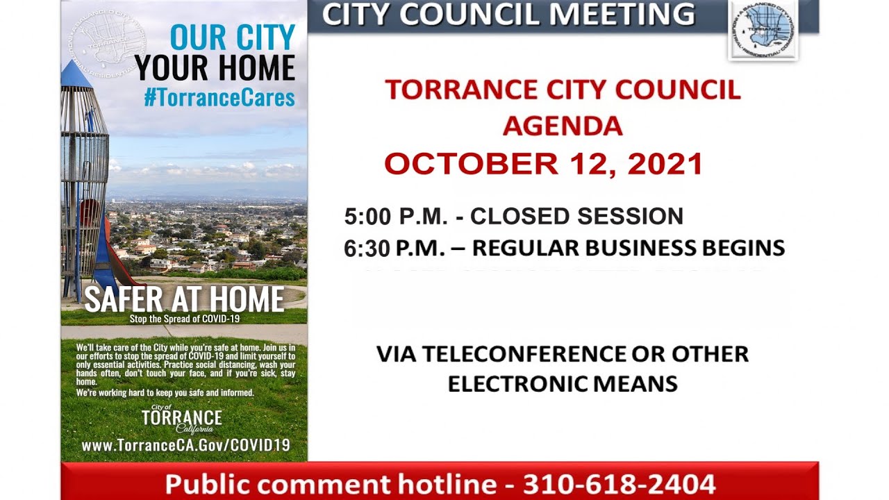 Torrance City Council Meeting October 12, 2021 - YouTube