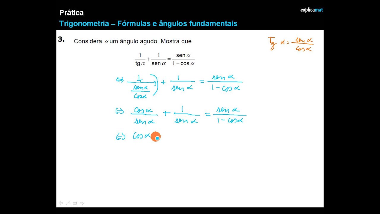 Fórmulas Trigonometria 11.º Ano - Exercício Prático - YouTube