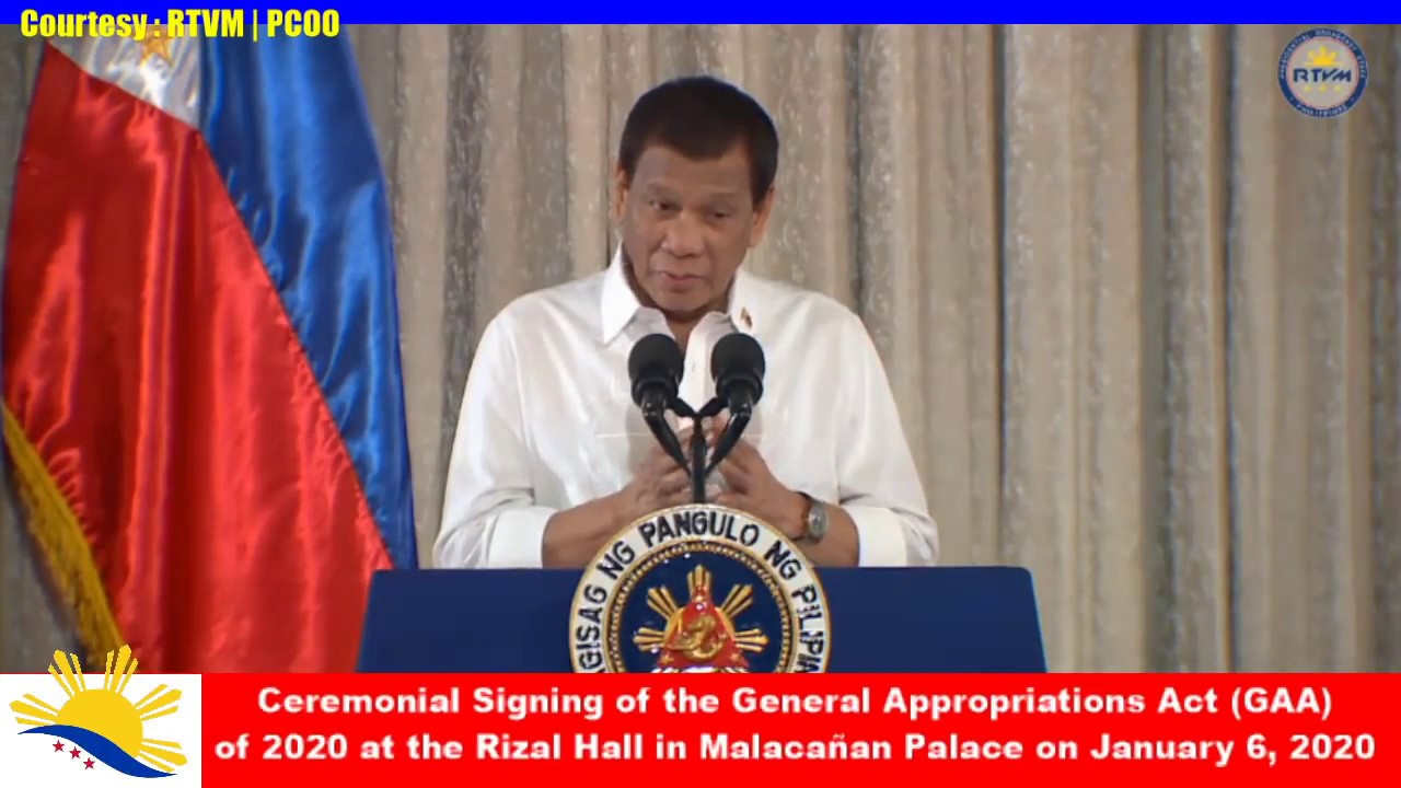 President Rodrigo Roa Duterte signs into law the General Appropriations ...