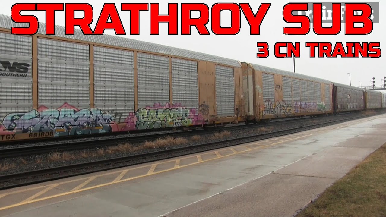 Strathroy Sub Railfanning With 3 CN Trains - YouTube