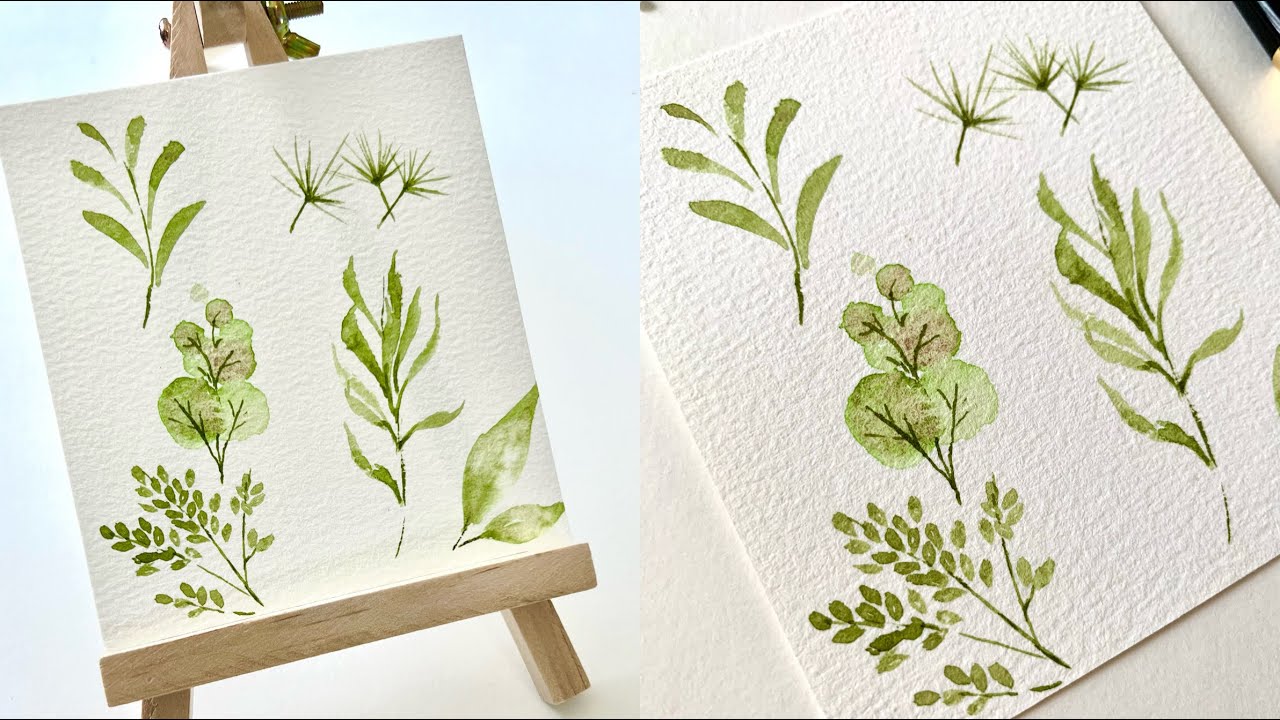 How to paint 6 different leaves using only ONE BRUSH!! - YouTube