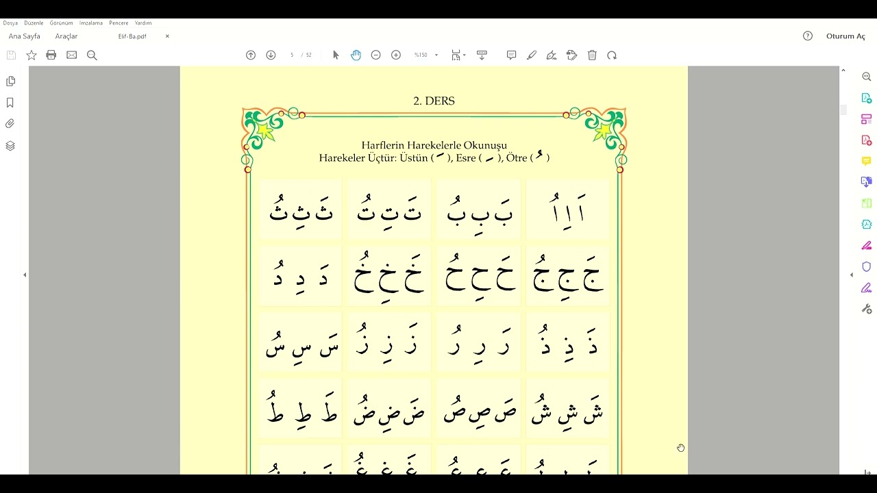 ELİF-BA CÜZ DERSLERİ 2. DERS HAREKELER - YouTube