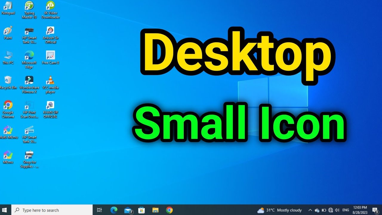 Laptop me Icon Small kaise kare | Desktop Icon Small Size kaise kare ...