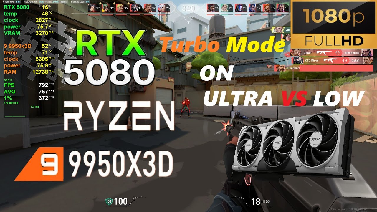 Valorant 1080p Ultra Vs Low | 700 FPS + | RTX 5080 | R9 9950X3D | X3D ...