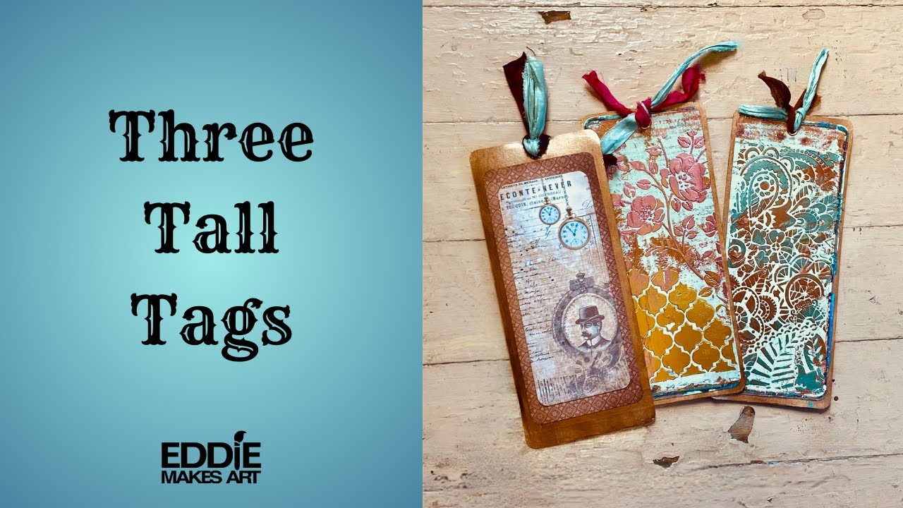 Three Tall Tags #mixedmedia - YouTube