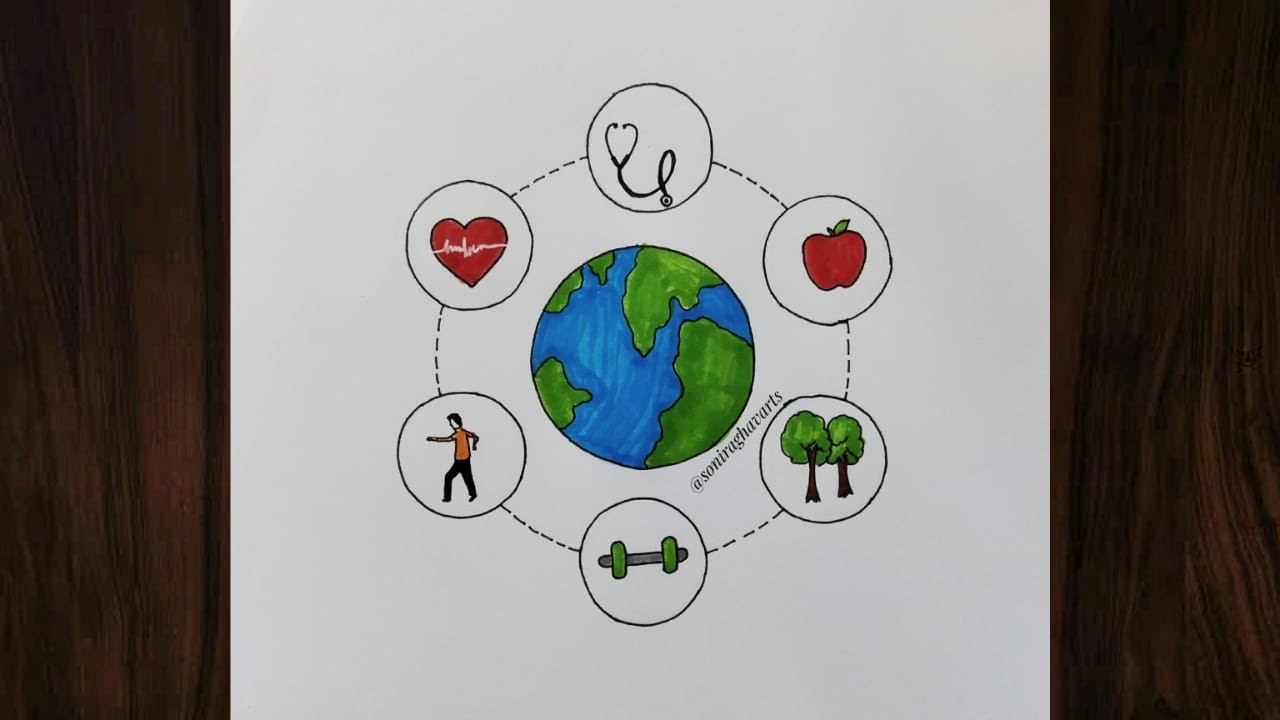 World health day drawing | World health day poster drawing | health day ...