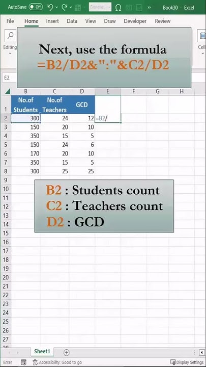 How to Calculate Ratios in Excel Using GCD Function - YouTube