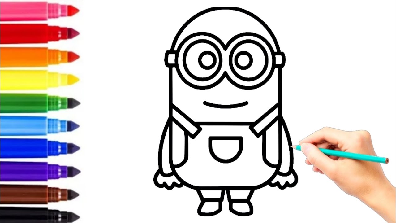 How to draw a Minion | Minion Drawing, Painting and Coloring for kids ...