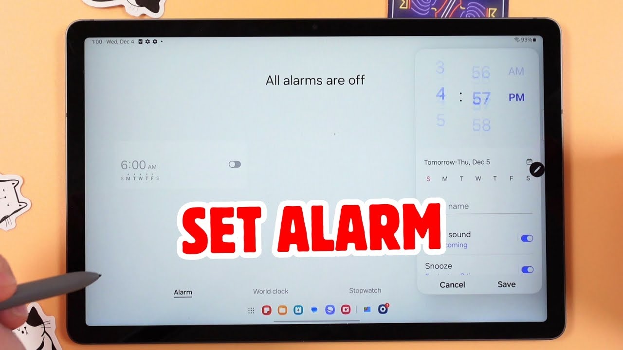How to Set Up an Alarm on Samsung Galaxy Tab S9 FE - YouTube