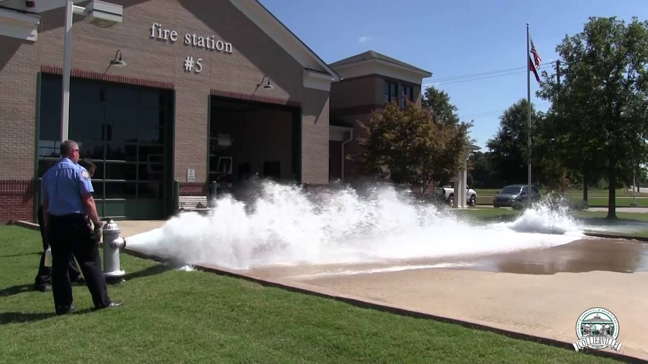 Collierville Fire Department Tests Hydrant Water Pressure - YouTube