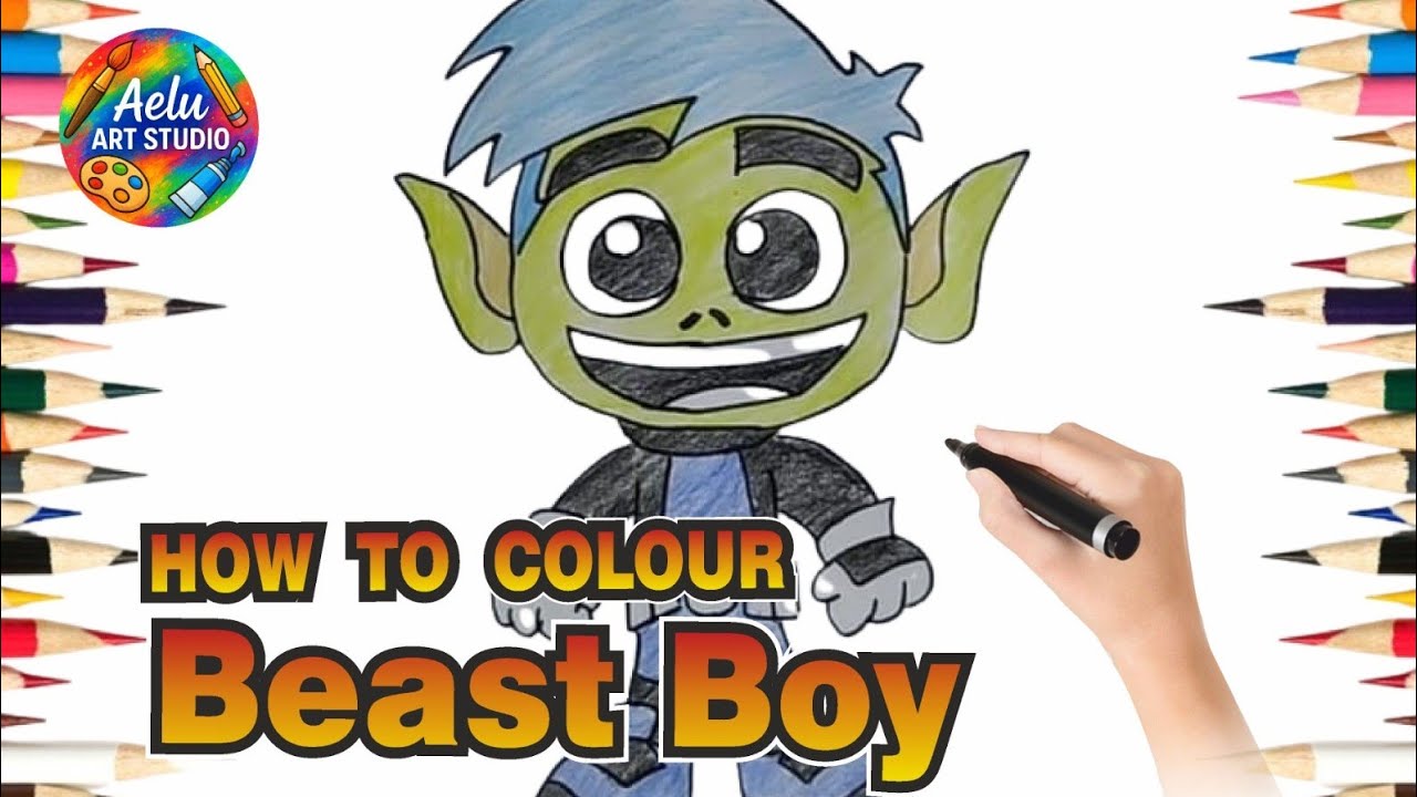 How to Colour Beast Boy | Easy Cartoon Coloring - YouTube