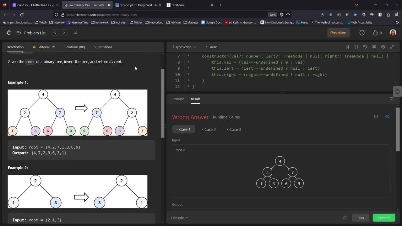 Invert Binary Tree TypeScript VOD — Grind 75 day 6 - YouTube