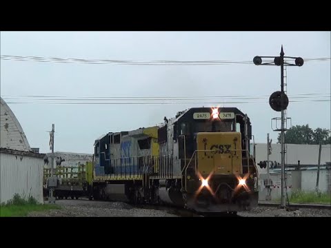 CSX W012 rail train 7518 C40-8 2475 SD50 - YouTube
