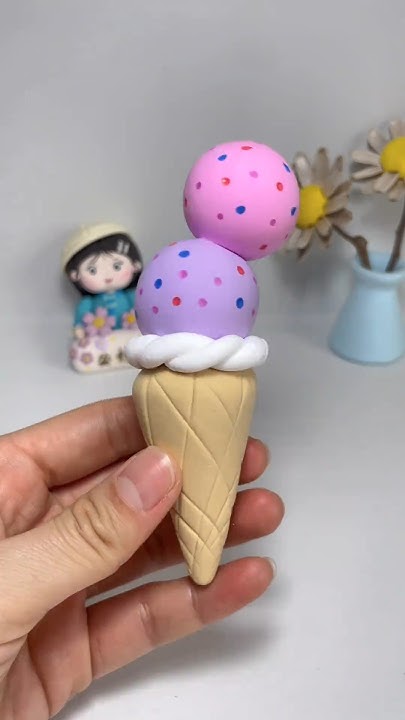 Cute Clay Ice Cream Cone – Looks Good Enough to Eat! #ClayArt # ...