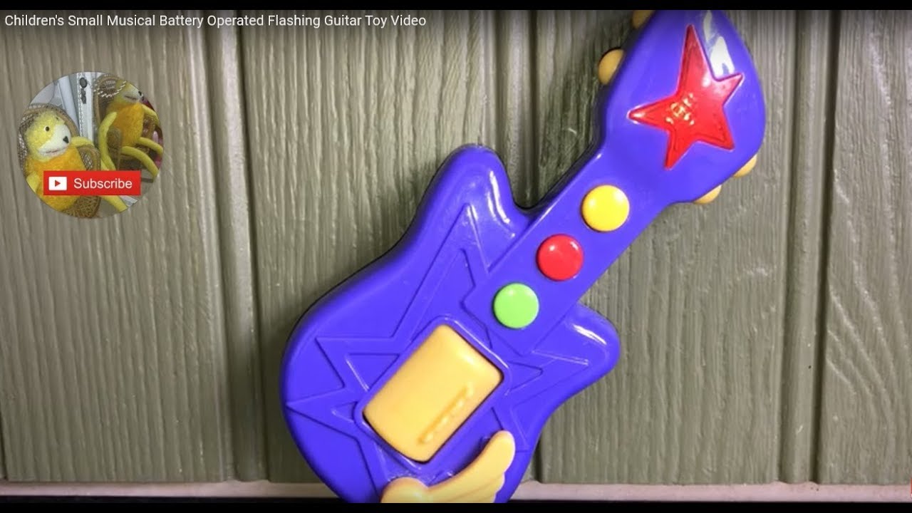Children's Small Musical Battery Operated Flashing Guitar Toy Video ...
