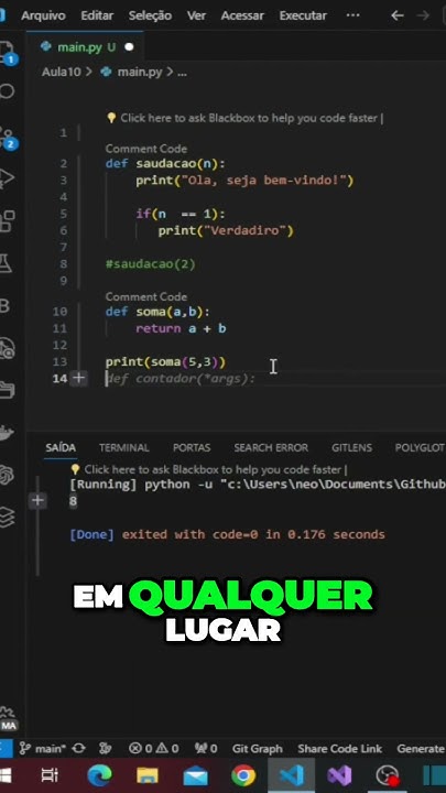 Funções Em Python Shotrs Pythonprogramming Python Tutorial Programming Programação Youtube