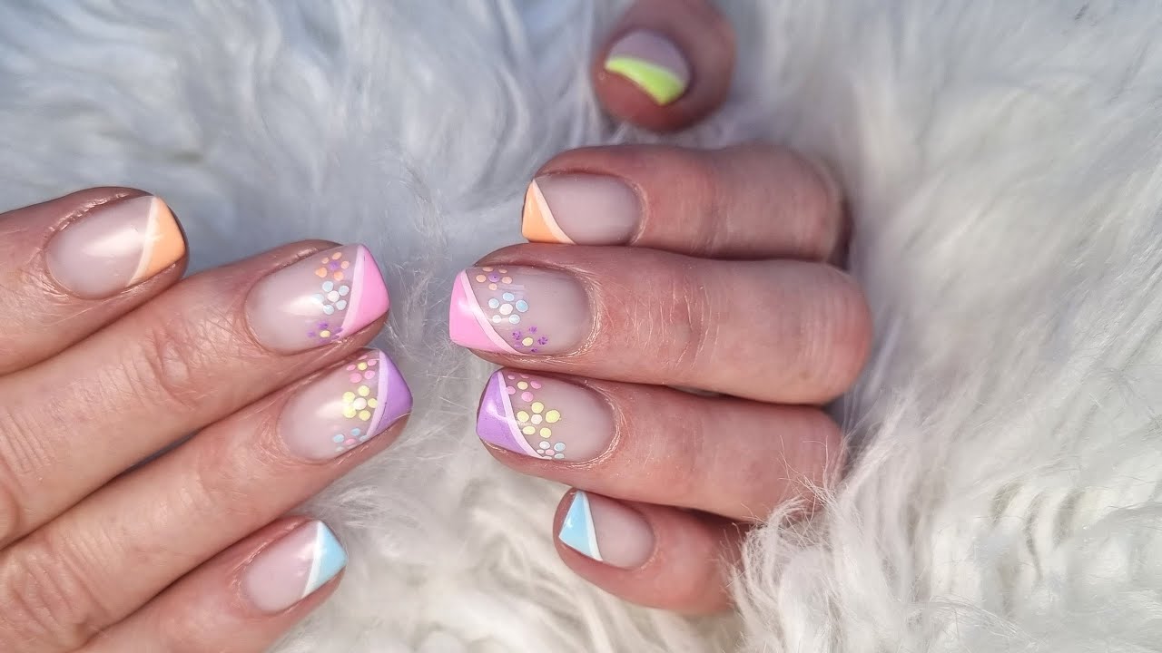 Simple gel in bottle nails with slanted french tip. Watch me do client ...