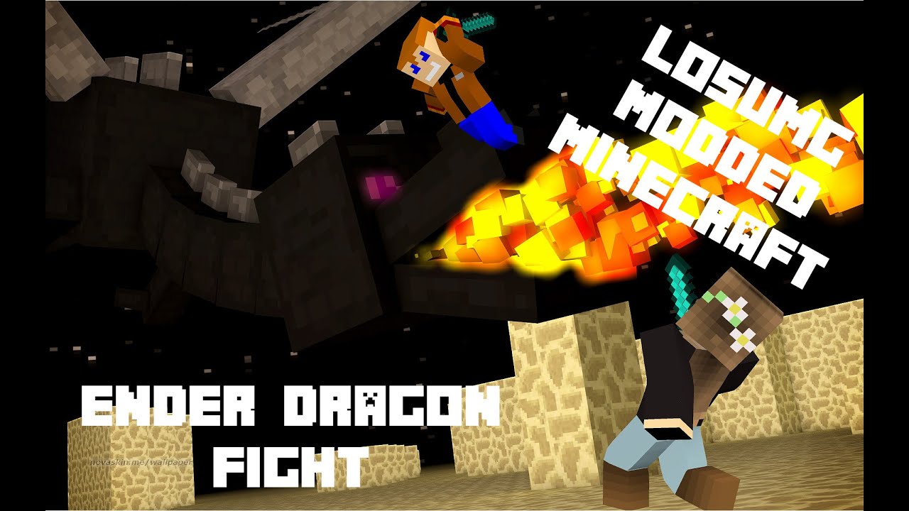LOSUMG Modded Minecraft S1 E4 - Ender Dragon Fight - YouTube