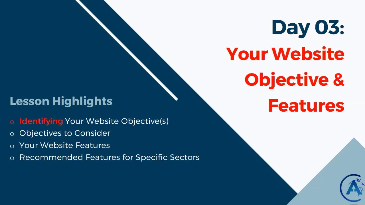 Day 3 - Your Website Objective and Features - YouTube