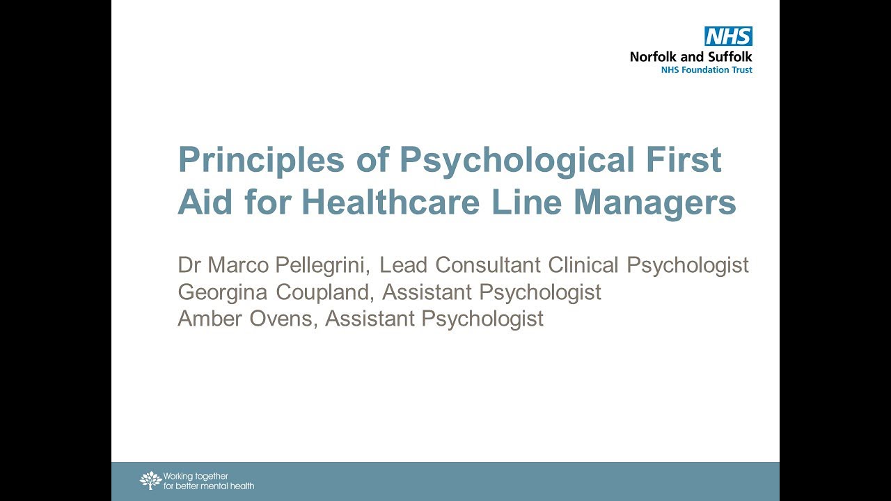 Principles of Psychological First Aid for Healthcare Line Managers ...