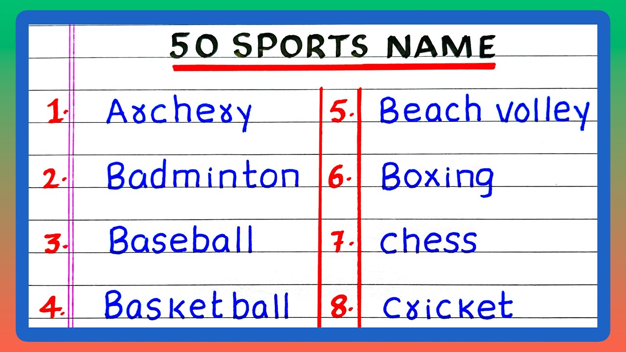 Sports Name | 50 Sports Name | List of Sports Name - YouTube
