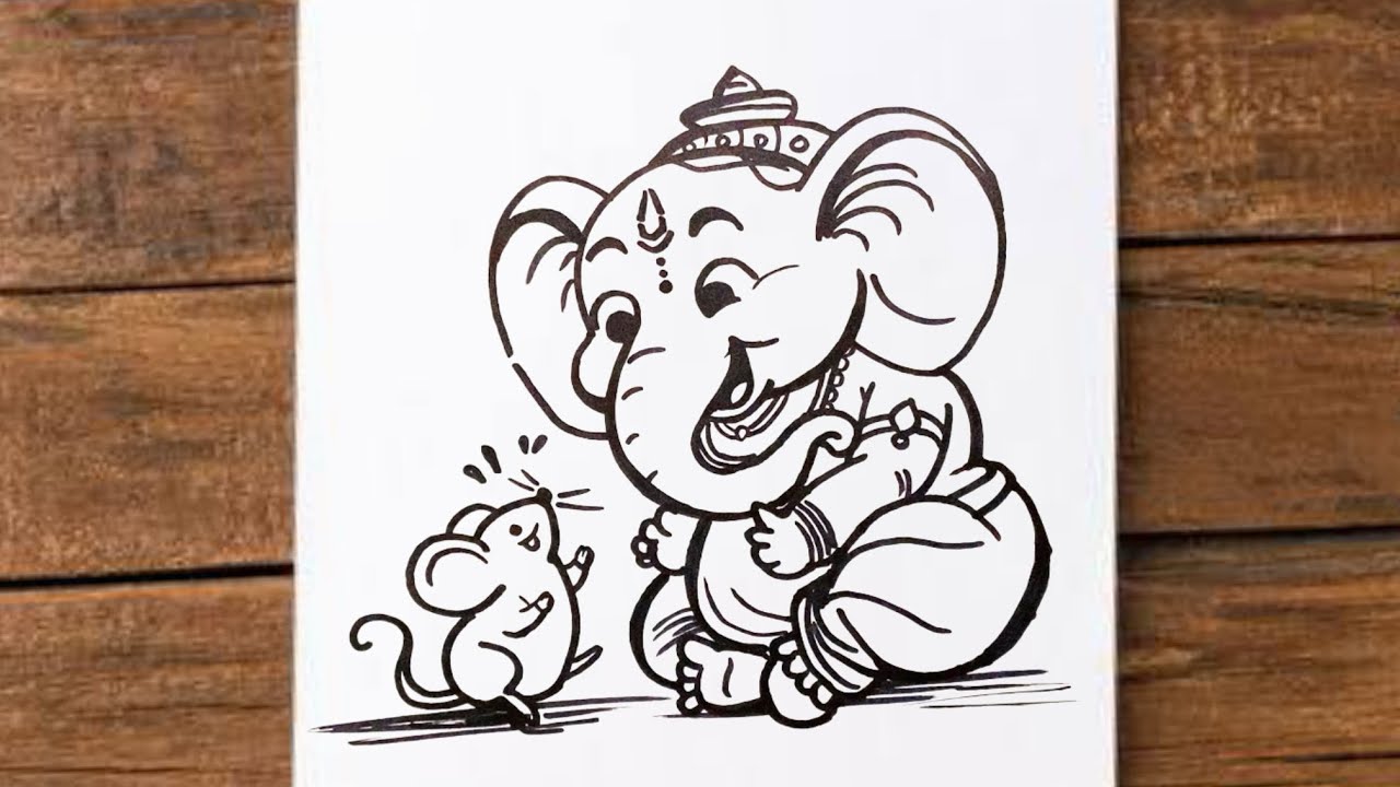 Easy Vinayagar Drawing| How To Draw Lord Ganesha| Step By Step | - YouTube