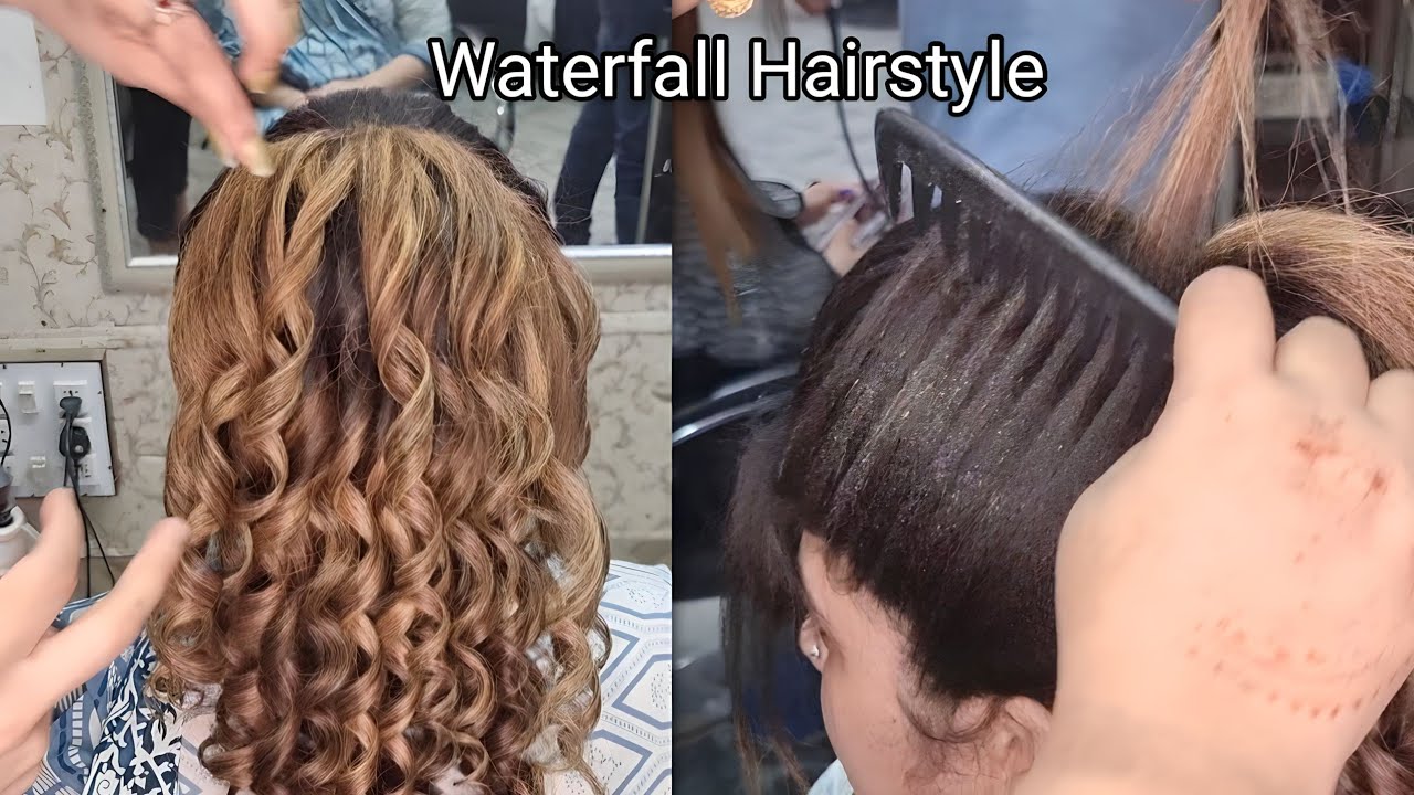 Beautiful Waterfall Hairstyle With Front High Puff | Easy Waterfall ...