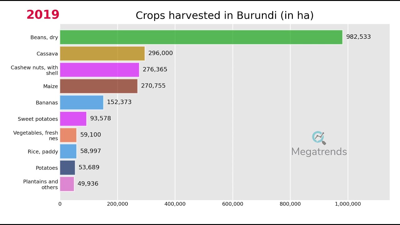 Top 10 Crops harvested in Burundi (1961 - 2019) - YouTube